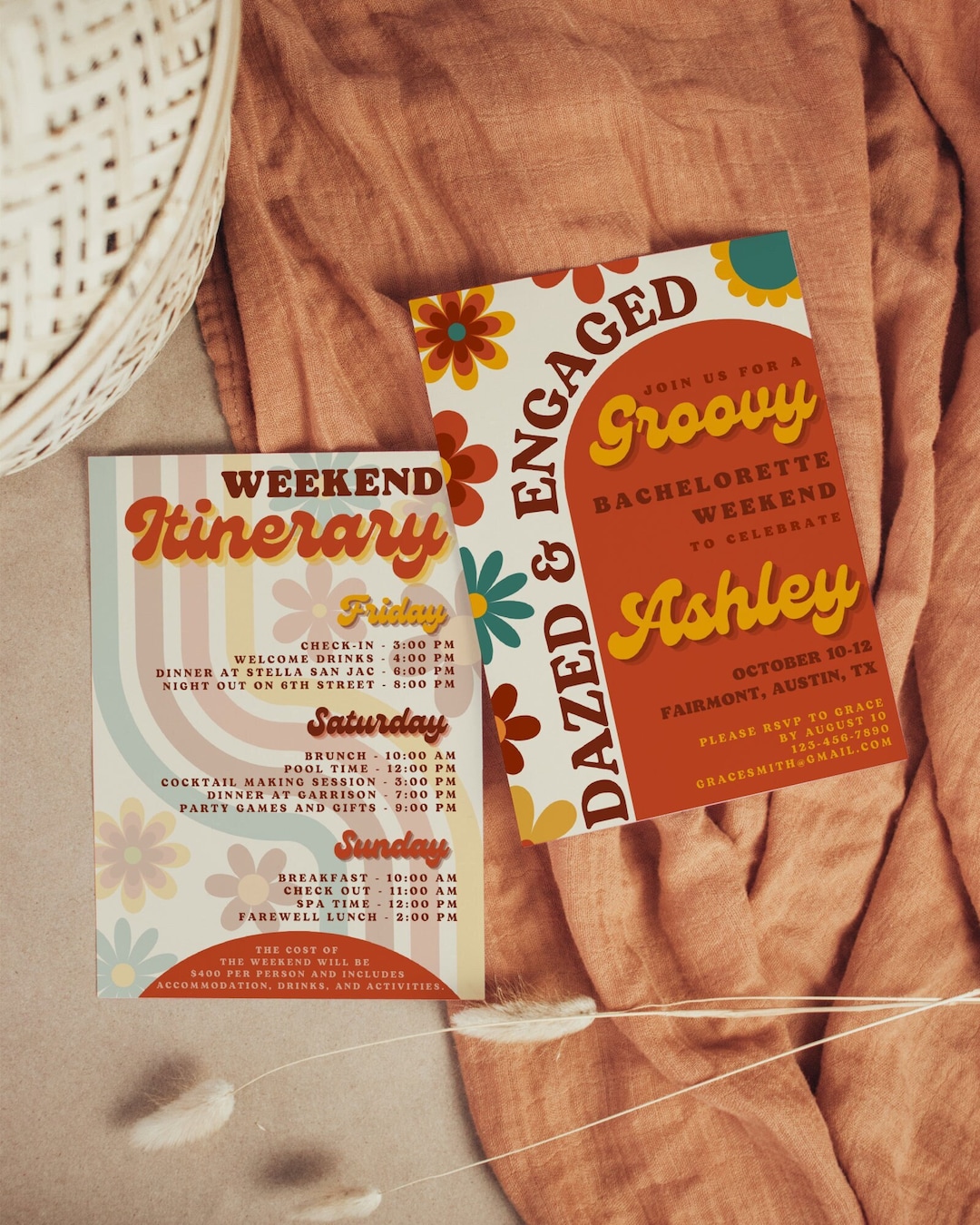 Dazed and Engaged Bachelorette Invitation and Itinerary Template ...