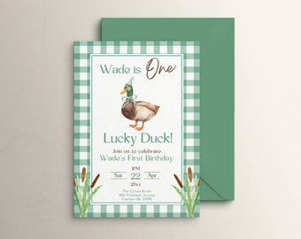One Lucky Duck 1st Birthday Invitation - Etsy