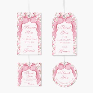 Love Shack Fancy Gift Tags, Editable Template, Coquette Pink Bow Theme ...