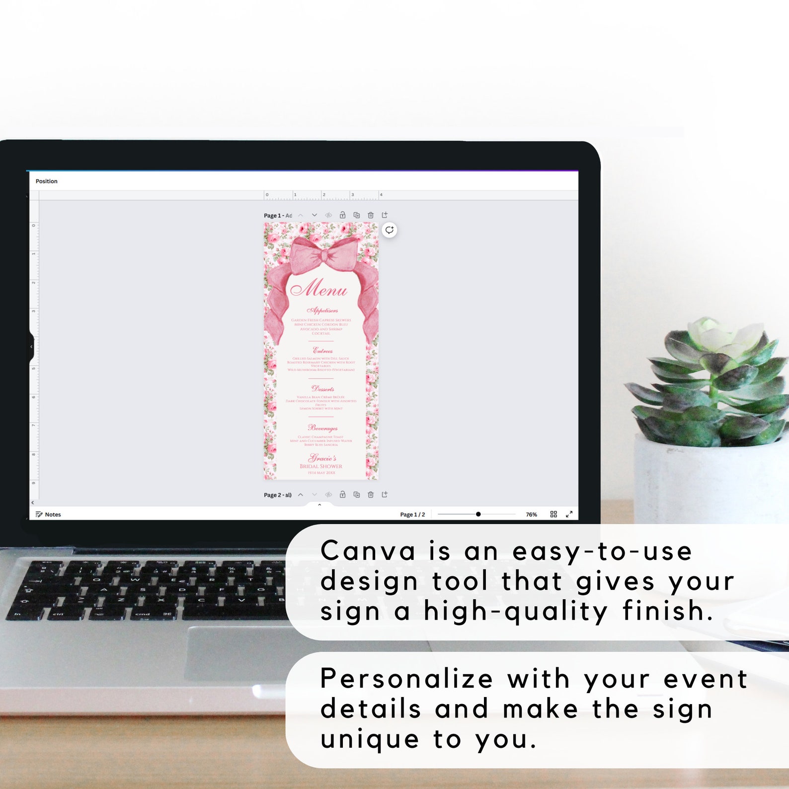 Coquette Pink Bow Dinner Table Setting Bundle, Editable Templates, Love ...