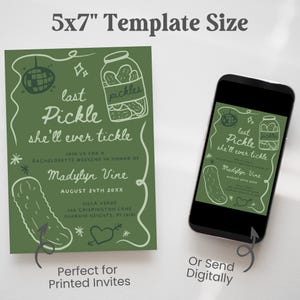 Last Pickle Bachelorette Invitation Template, Editable Invite, Pickle ...
