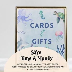 Under the Sea Birthday Table Signs, Fully Editable Templates, Ocean ...