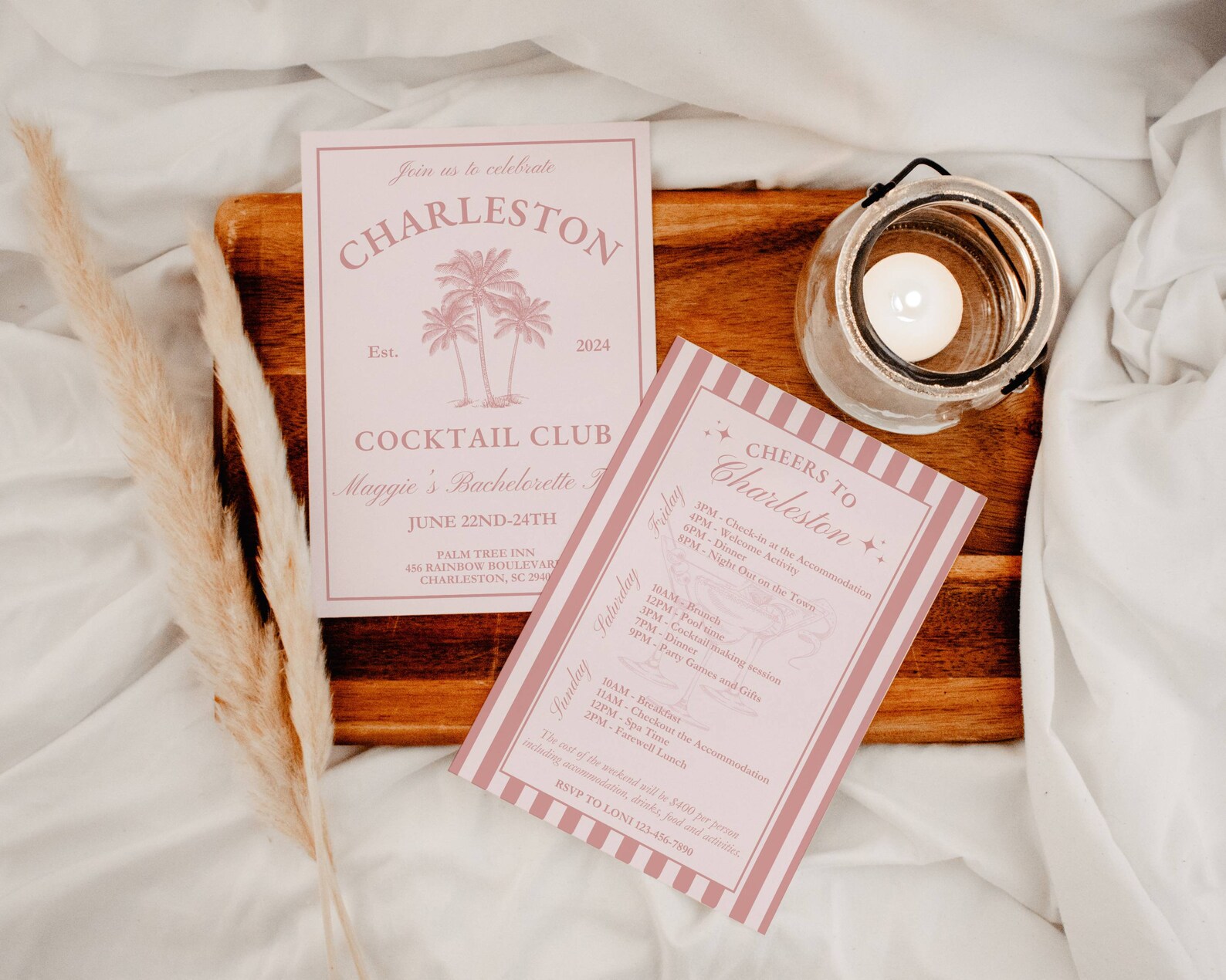 Charleston Bachelorette Invitation Itinerary, Cheers to Charleston ...