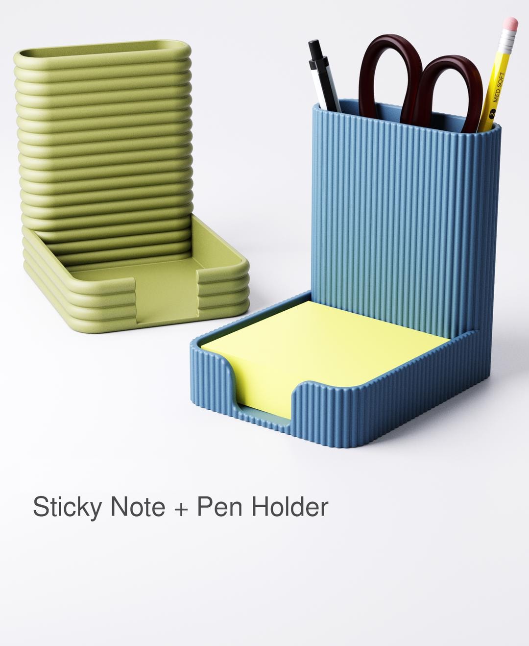 Desk Organizer – Minimalist Sticky Note & Pen Holder – 3D Printed - Etsy