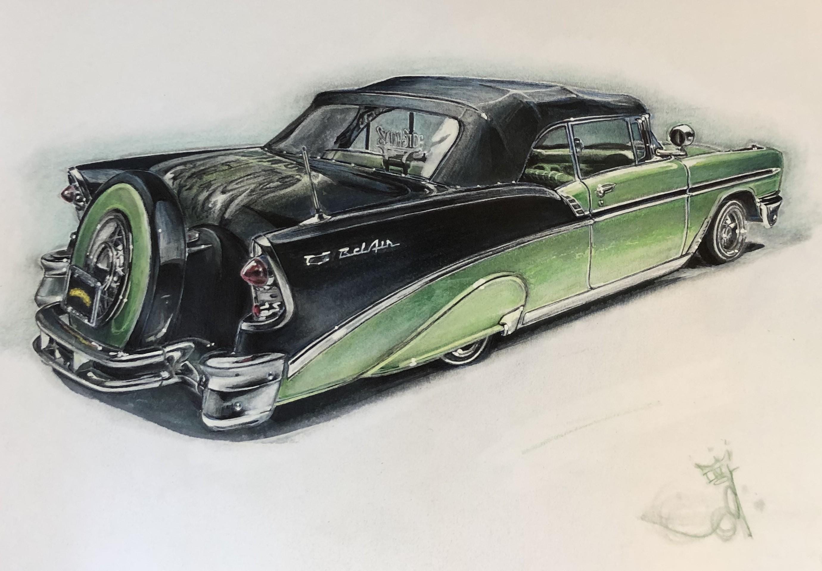 1956 Chevrolet Belair Art Print – Classic Car Giclée Wall Decor - Etsy