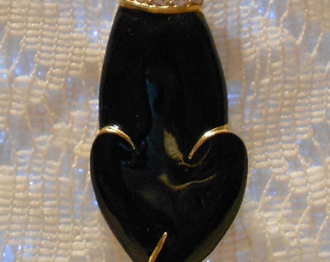 Vintage Black Enamel Cat Brooch By Trifari Etsy