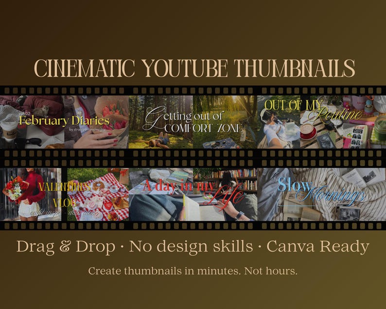 Cinematic Youtube Thumbnail Templates | Canva Designs for Vlogs ...