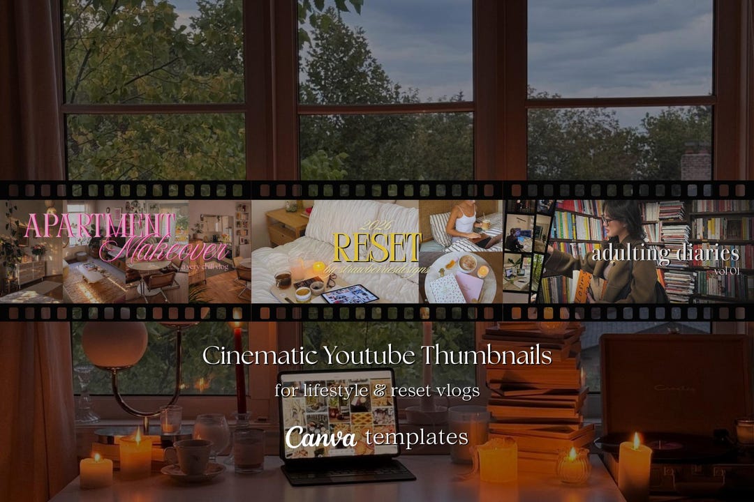 Cinematic Youtube Thumbnail Templates | Aesthetic Canva Designs for ...