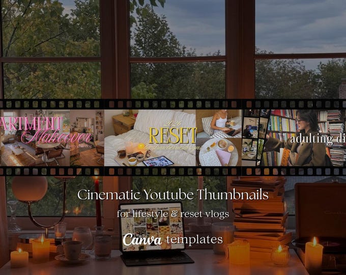 Cinematic Youtube Thumbnail Templates | Aesthetic Canva Designs for ...