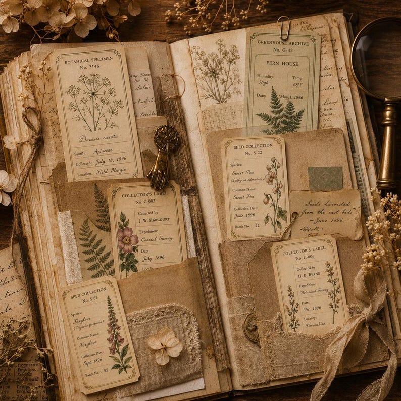 Vintage Botanical Labels Printable Kit | Greenhouse Ephemera, Junk ...