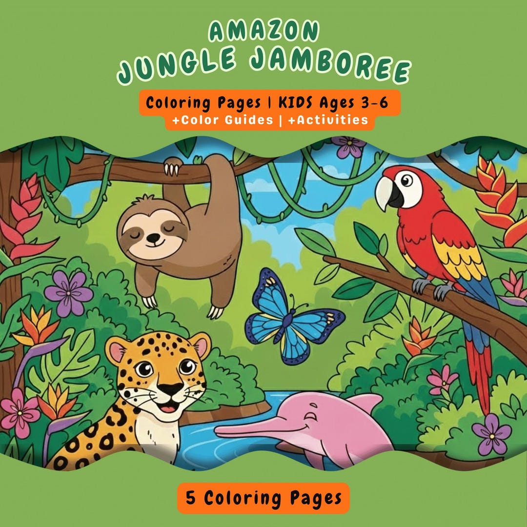 Jungle Jamboree: Coloring Pages for Kids Ages 3-6 | Amazon Theme ...