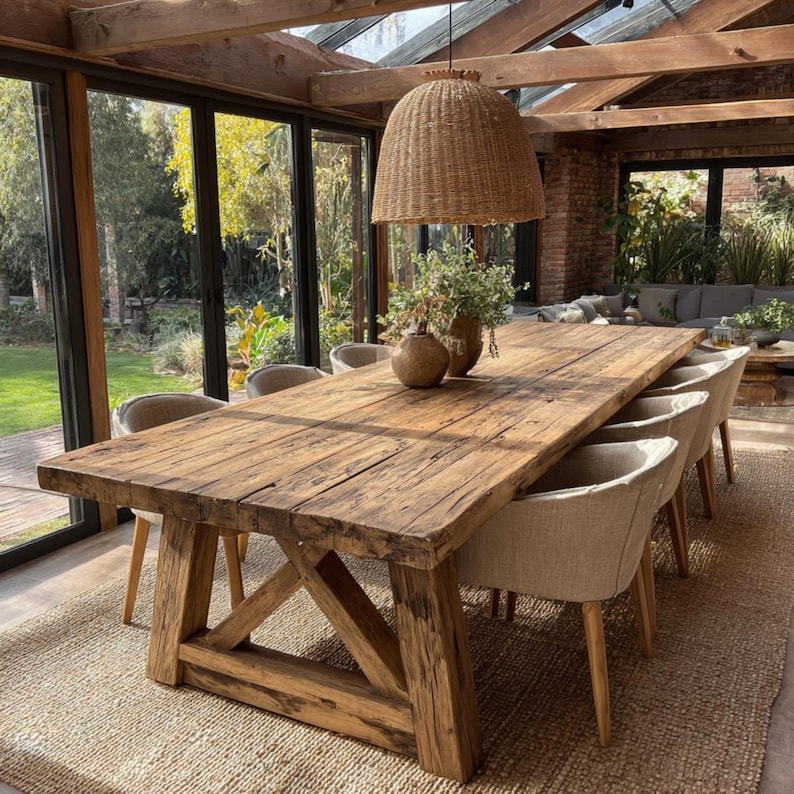 Custom Live Edge Walnut Dining Table, Solid Wood Rustic Kitchen Table ...