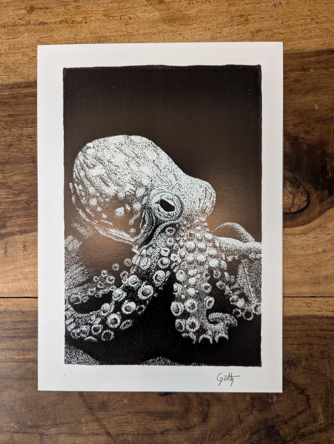 Black Ink Dotted Line Illustration: Octopus - Etsy