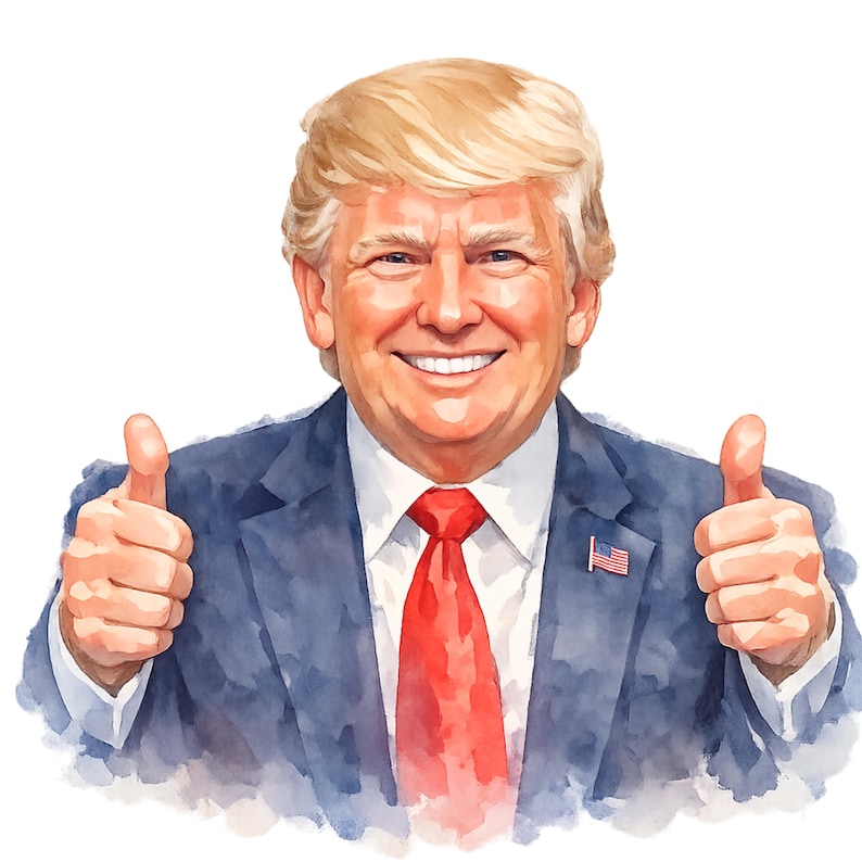 Donald Trump Watercolor Clipart – Expressive Illustrations (PNG, SVG ...