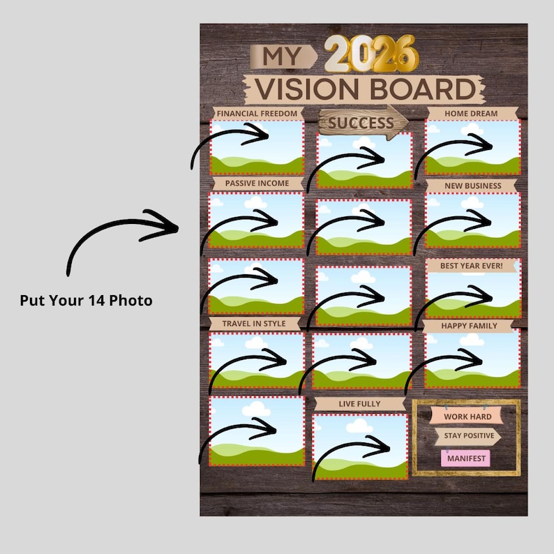 2026 Vision Board Template – Custom Photo, Goal Manifestation ...