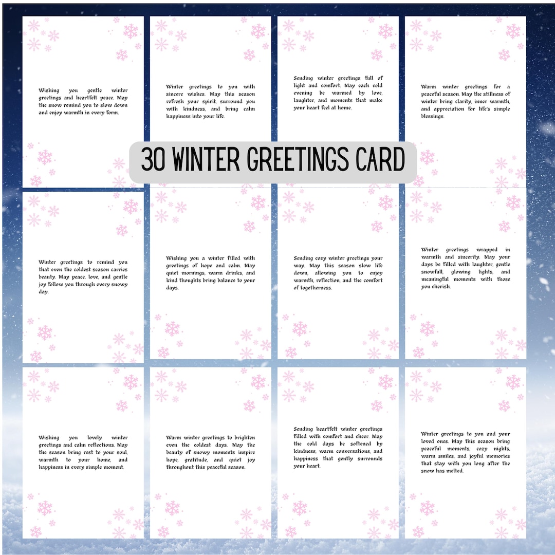 Winter Greetings Cards Bundle | Holiday Card Set (digital Download) - Etsy