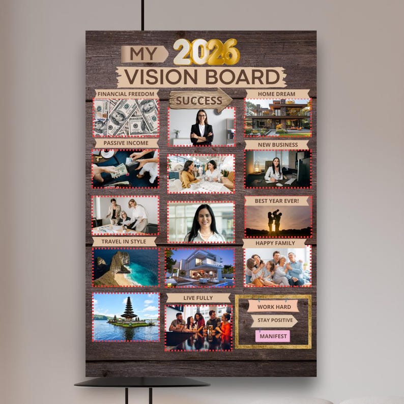 2026 Vision Board Template – Custom Photo, Goal Manifestation ...
