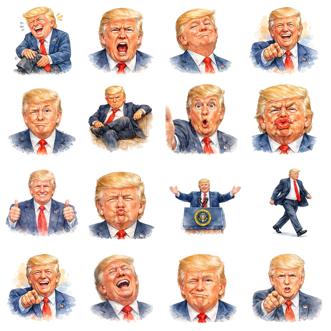 Donald Trump Watercolor Clipart – Expressive Illustrations (PNG, SVG ...