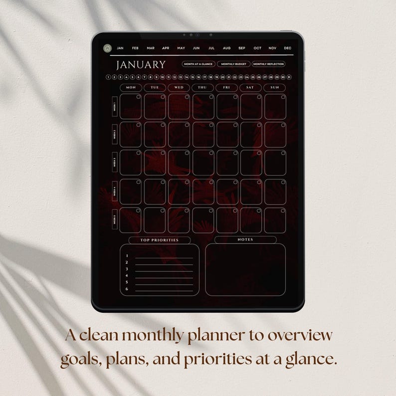 2026 Dark Mode Digital Planner | Simple Minimalist Planner | Daily ...
