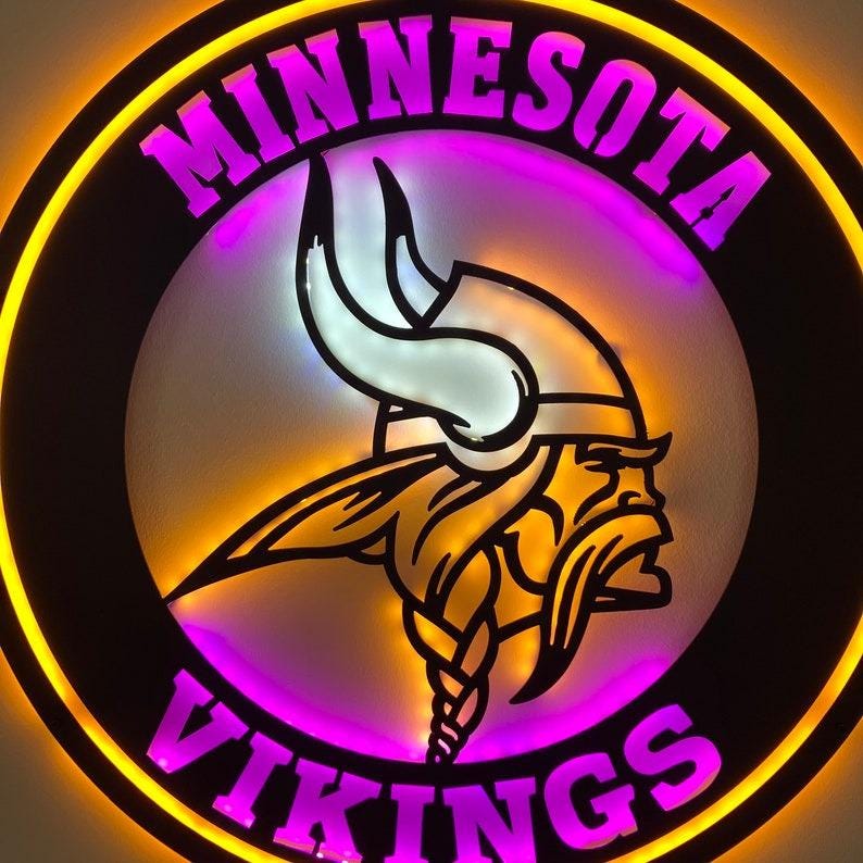 Minnesota Vikings LED Metal Sign - NFL Fan Cave Decor - Etsy