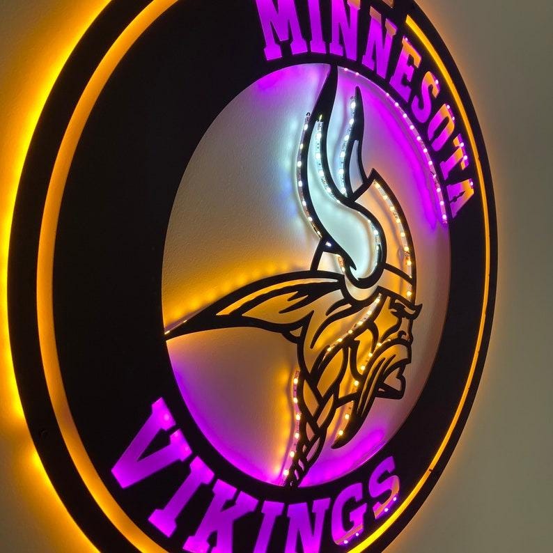Minnesota Vikings LED Metal Sign - NFL Fan Cave Decor - Etsy