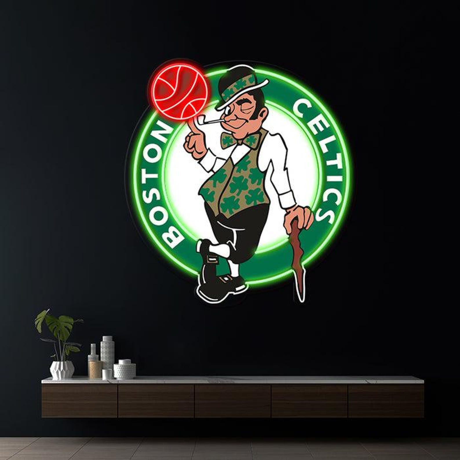 NBA Team Logo Neon LED Wall Decor – UV Printed Acrylic Art - Etsy