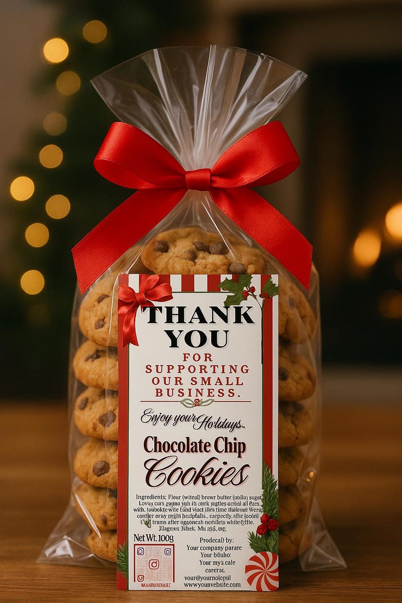 Christmas Cookie Box Label 20x8cm Printable | Thank You Small Business ...