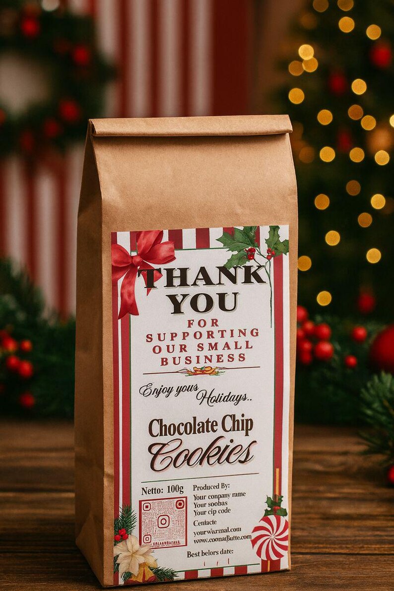 Christmas Cookie Box Label 20x8cm Printable | Thank You Small Business ...
