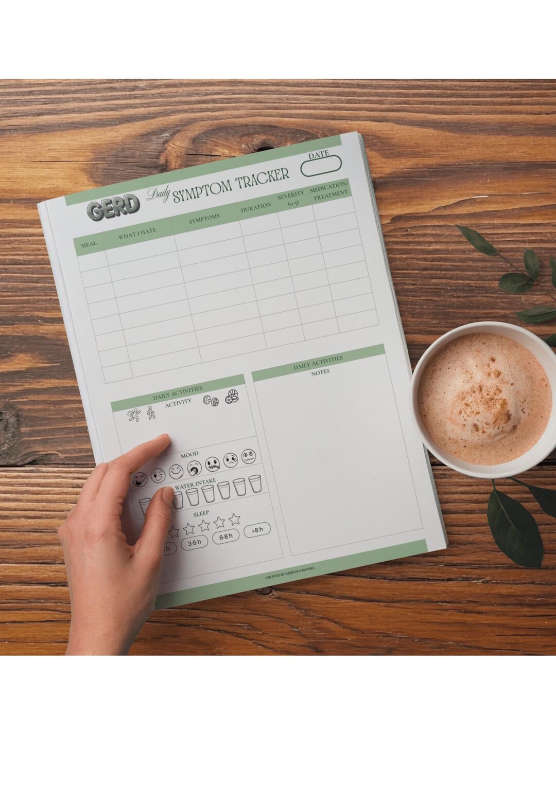 GERD Symptom Tracker Printable | Daily & Monthly Acid Reflux Log ...