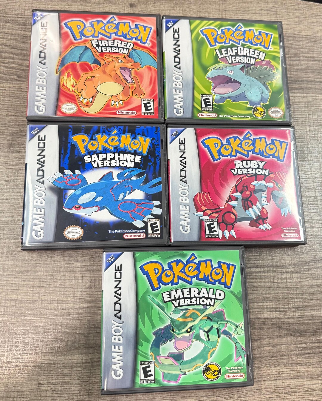 5 Pokemon Custom Game Case Bundle for Gameboy Advance, GBA, Emerald ...