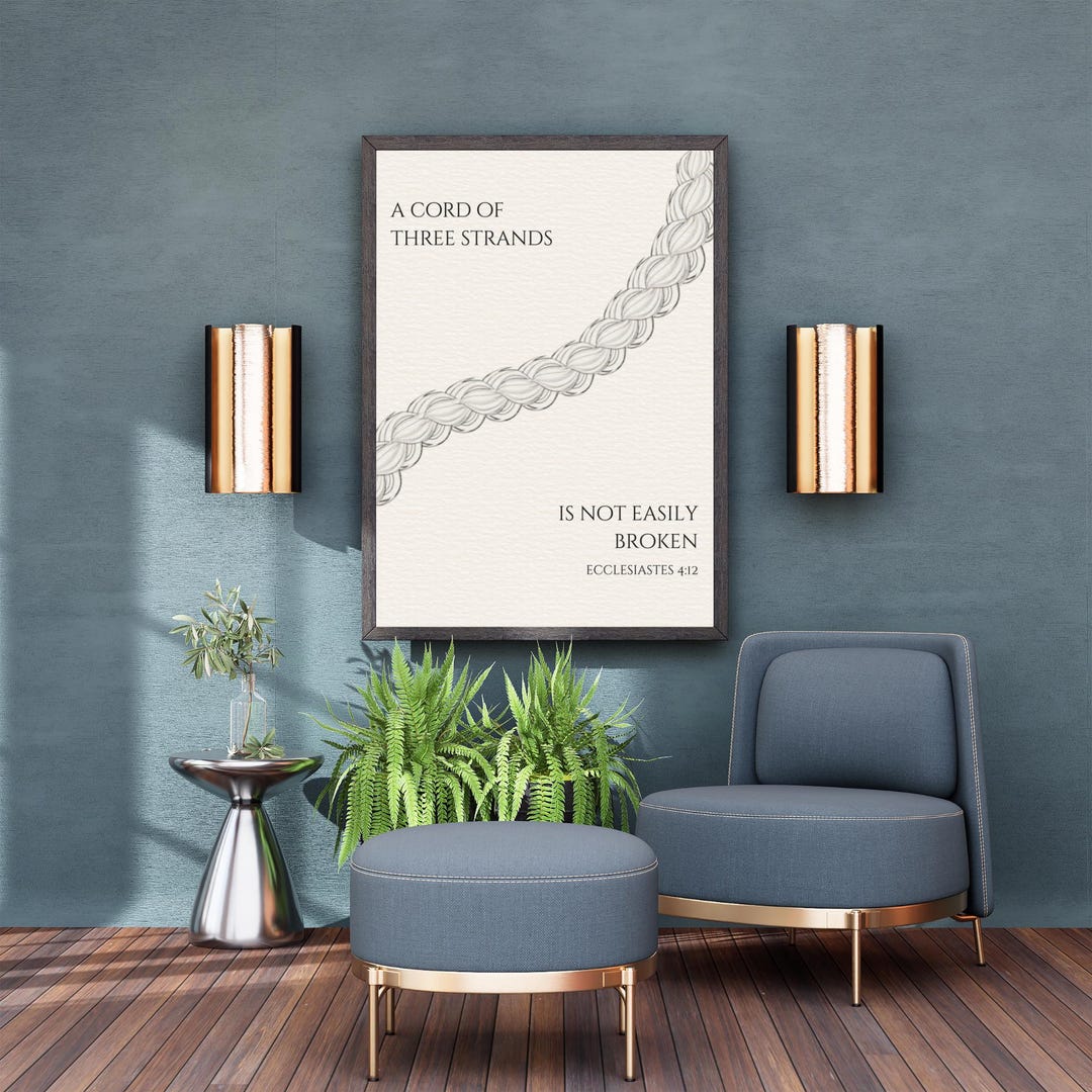 Three Cord Strand Not Easily Broken Bible Verse Wall Art, Christian ...