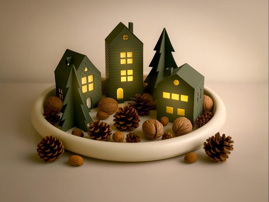 Christmas Village With Tealight Insert - Detailed - Decorations -home ...