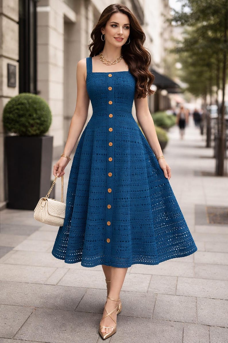 Crochet Button Front Dress Pattern - Etsy