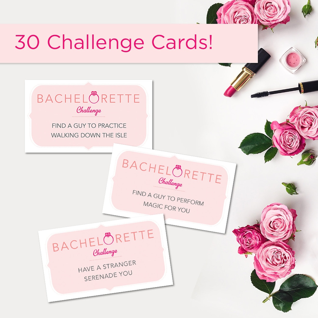 Cute Bachelorette Party Challenge Cards | DIY Bachelorette Party Game ...