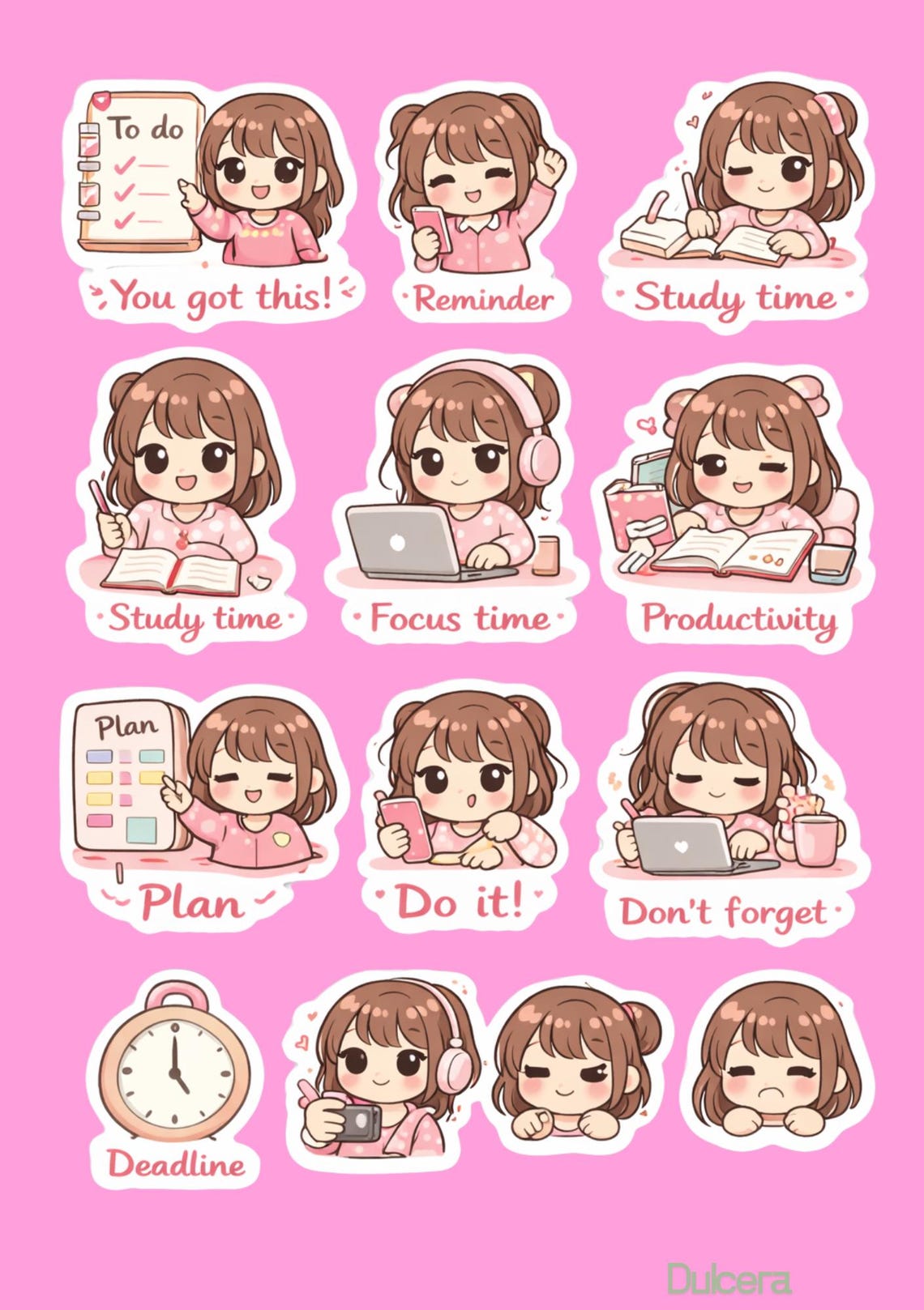 Cute Chibi Girl Printable Stickers - Etsy