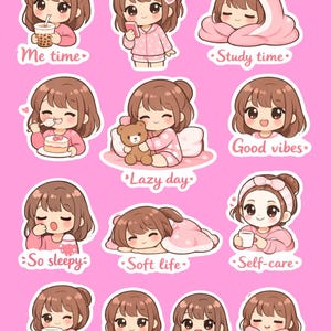 Cute Chibi Girl Printable Stickers - Etsy