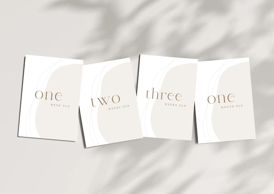 Neutral Baby Milestone Cards – Minimal Monthly Baby Keepsake (instant ...