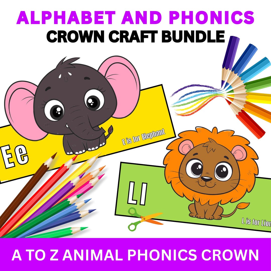 Alphabet Crown A–Z Printable | Animal Letter Sounds ABC Craft Hats ...