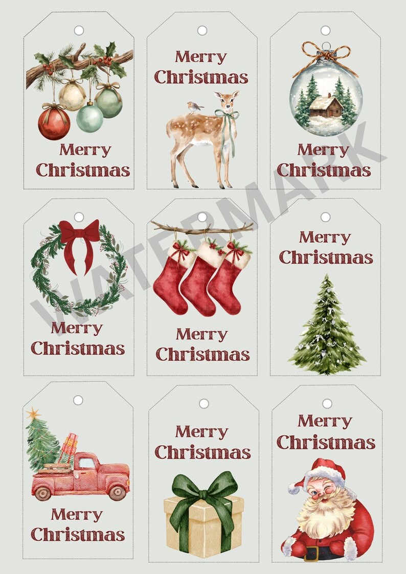 Rustic Christmas Gift Tags, Printable, Easy Download - Etsy Canada