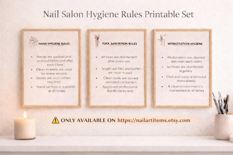 Nail Salon Hygiene Rules Printable Set | Hand Hygiene, Tool Sanitation ...
