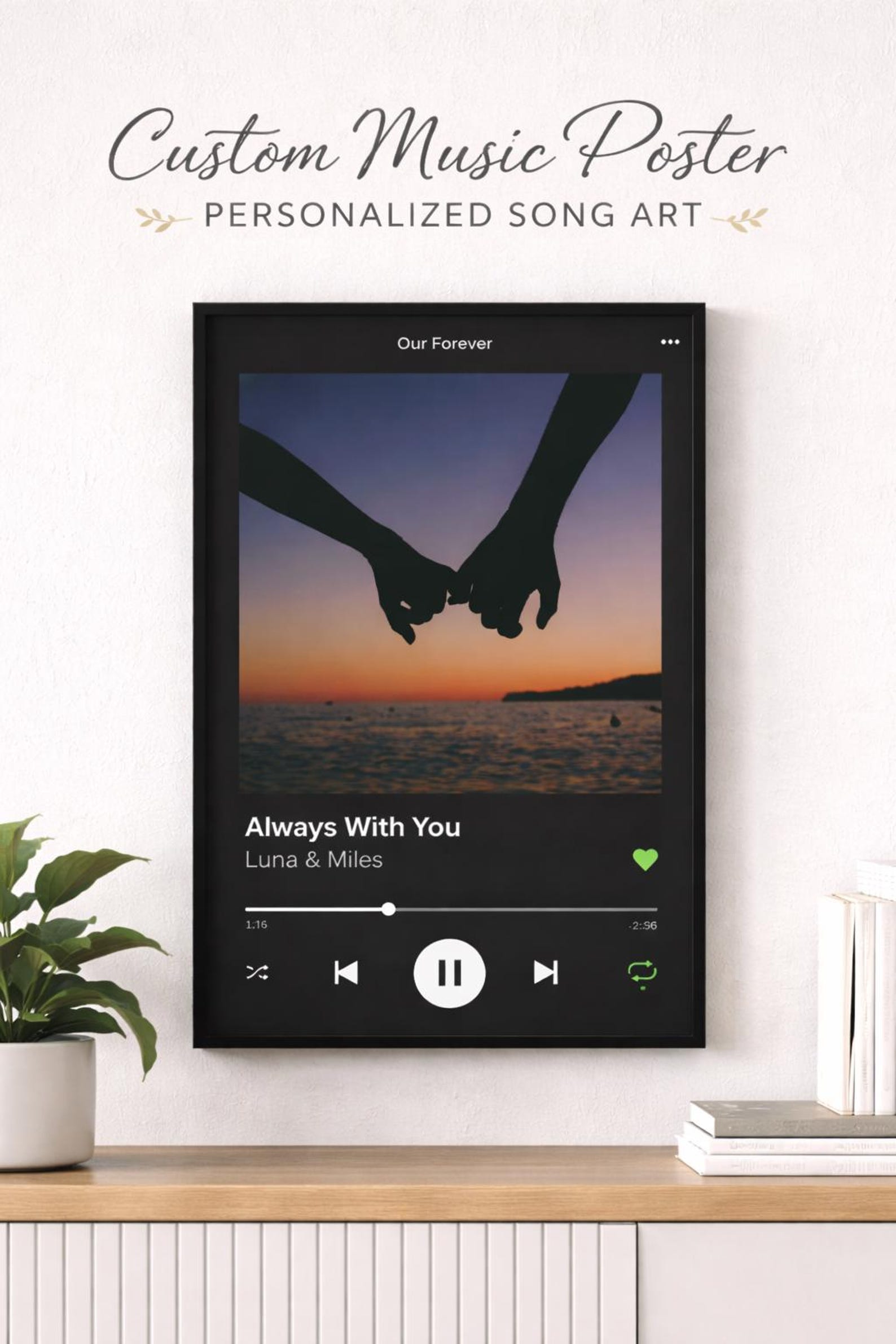 Custom Spotify Style Poster Printable | Personalized Song Album Art ...