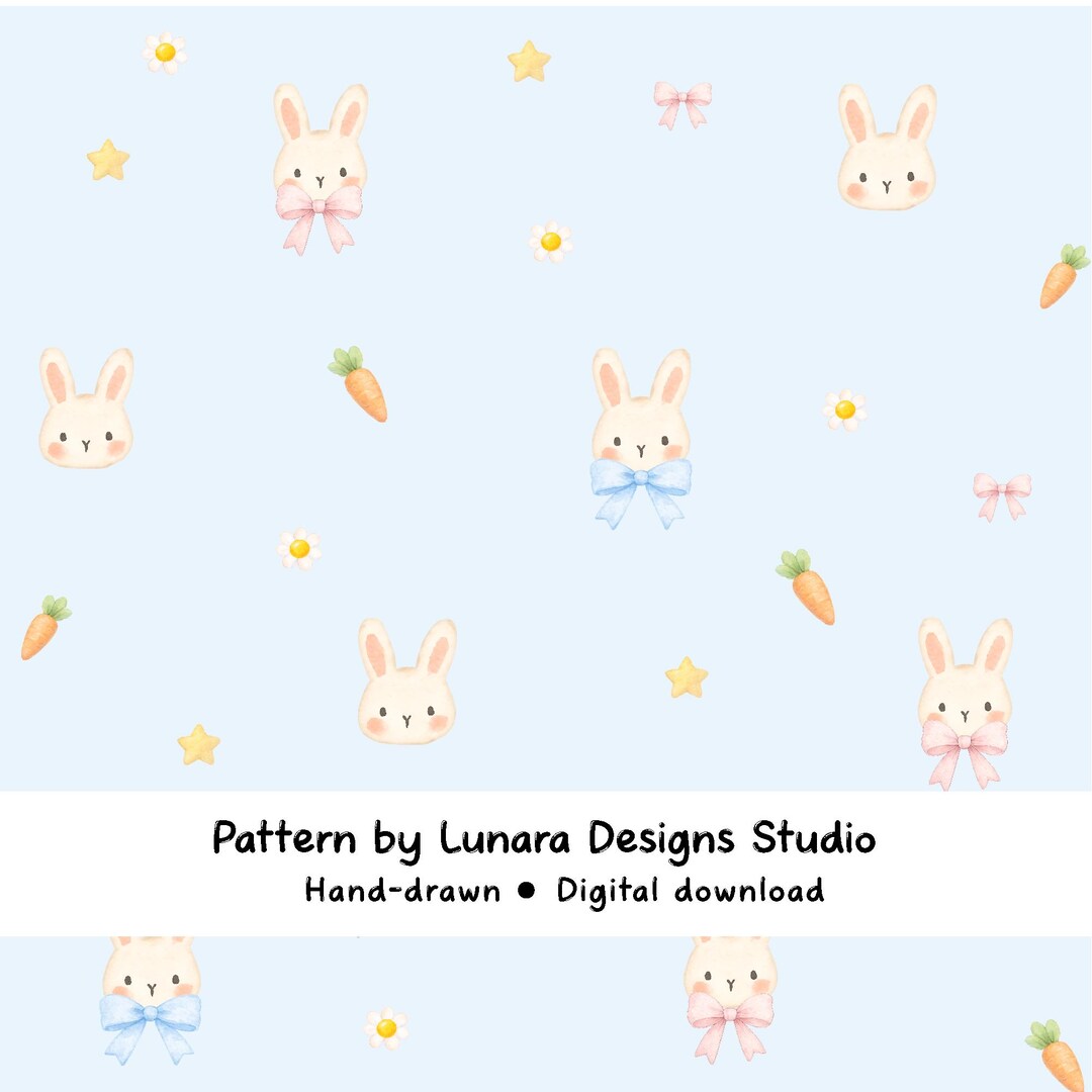 Bunny Seamless Pattern | Watercolor Easter Rabbit Carrot | Wallpaper ...