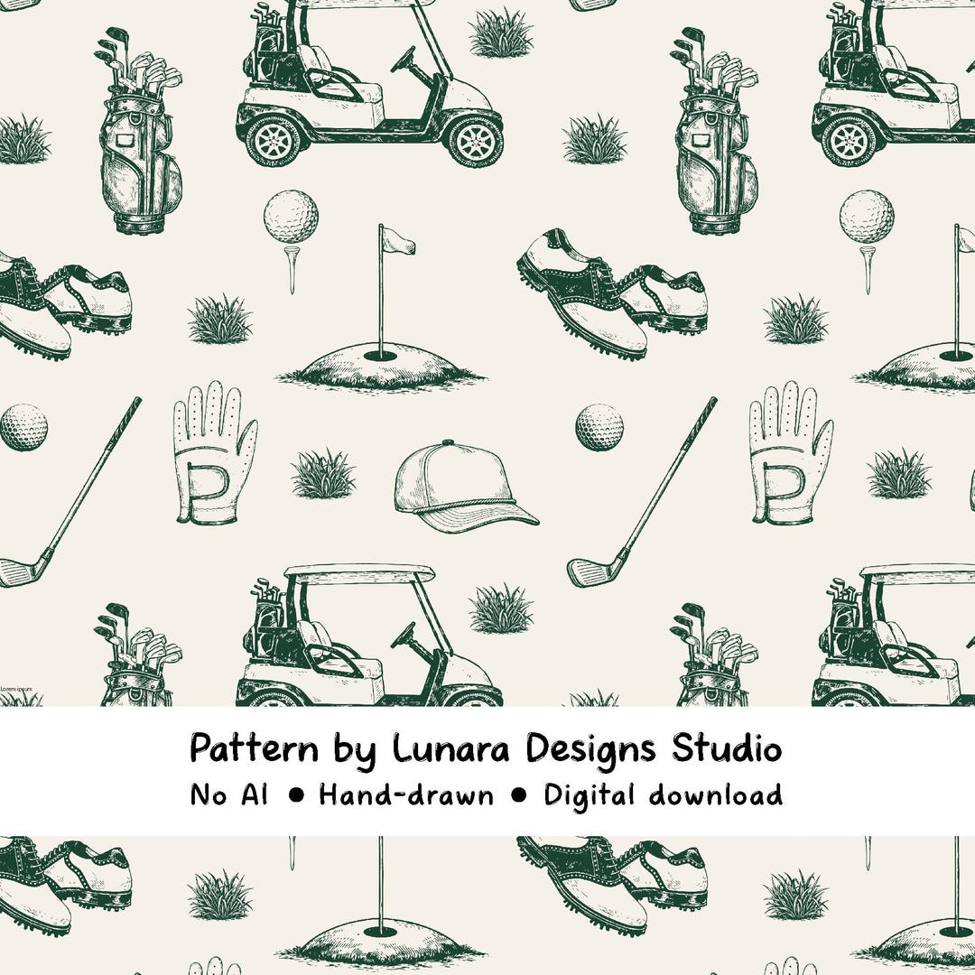 Preppy Sketch Vintage Golf Attributes Seamless Pattern – Simple Classic ...