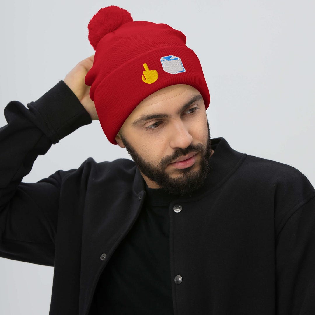 ACLU Benefit | Middle Finger + Ice Cube Red Resistance Knit Pom Beanie ...