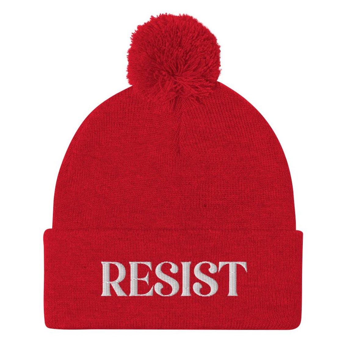 ACLU Benefit | "resist" Red Resistance Knit Pom Beanie Embroidered Hat ...