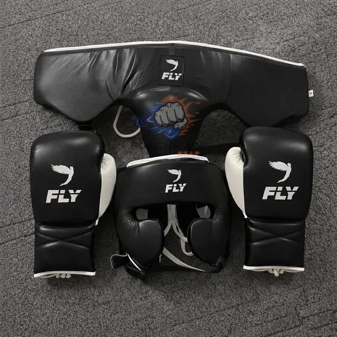 FLY Sparring Set Personalized Boxing Gloves, Head & Groin Guard ...