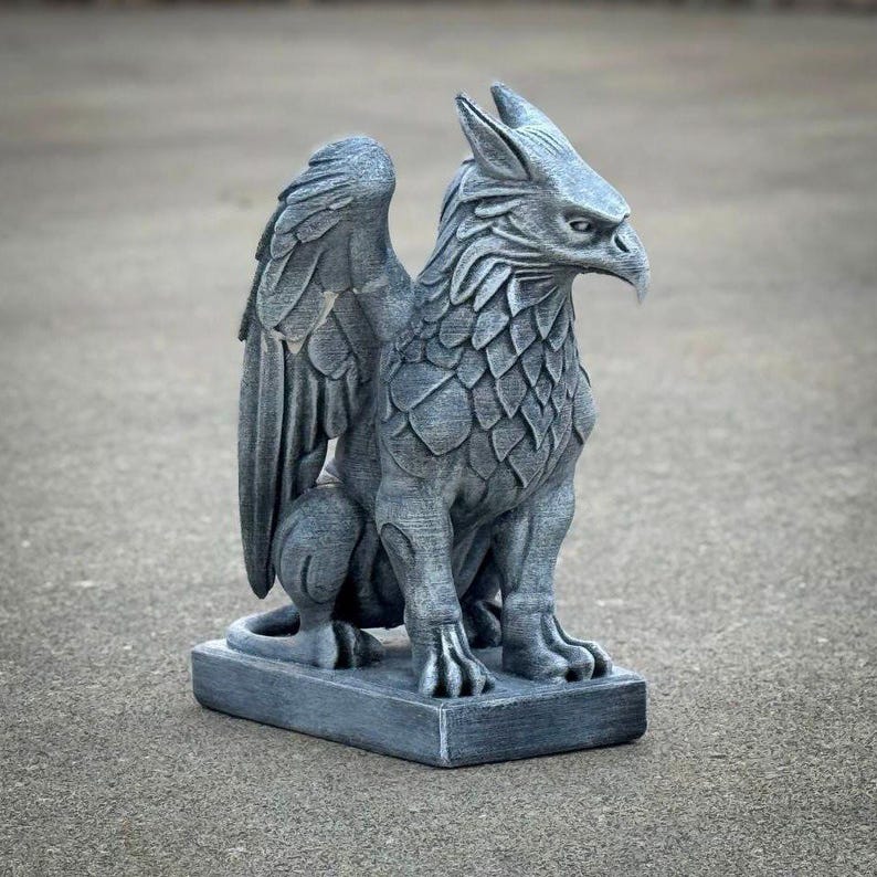 Winged Griffin Statue Majestic Gryphon Figure Concrete Look Eagle ...