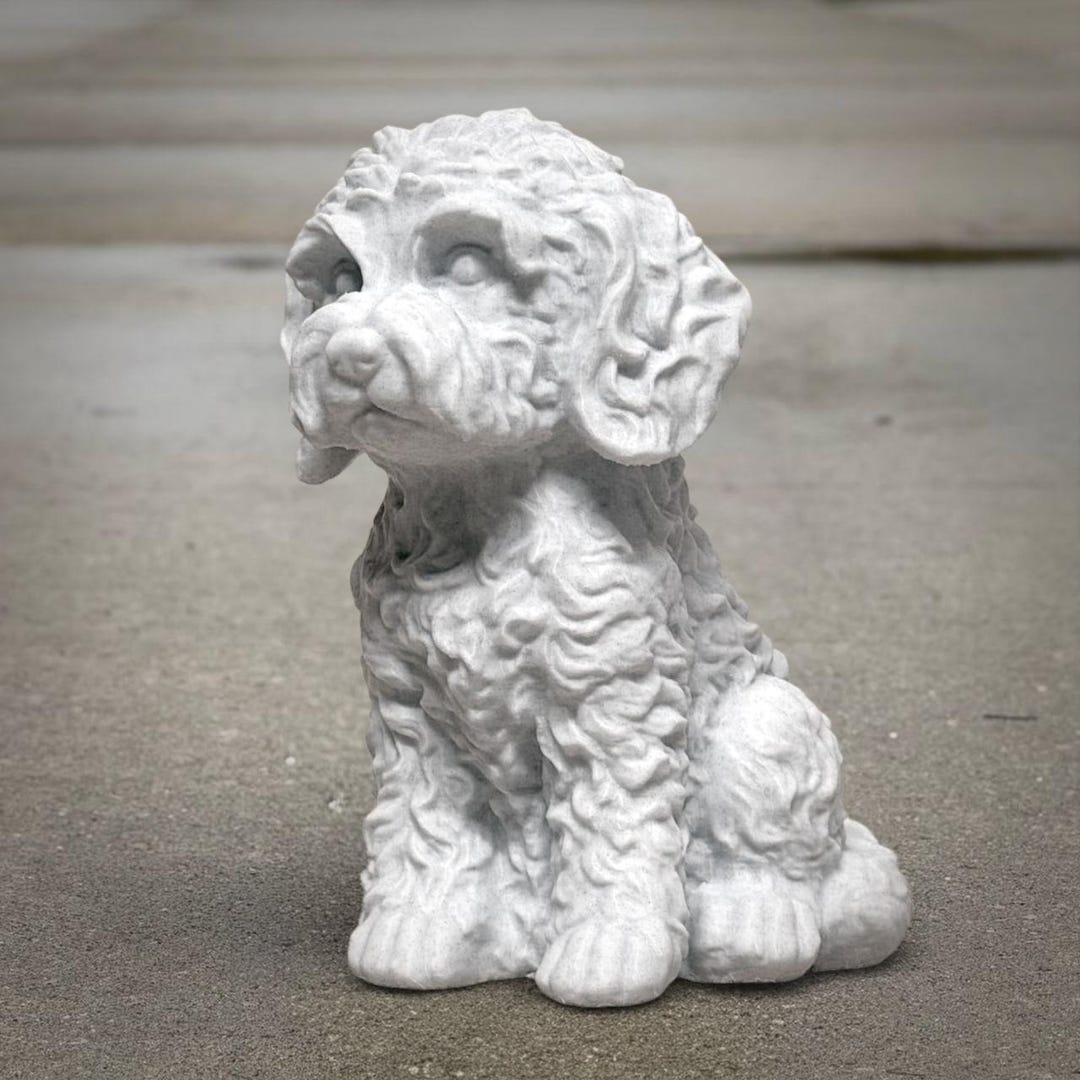 Cockapoo Dog Statue Concrete Look Spaniel Outdoor Sculpture Garden ...