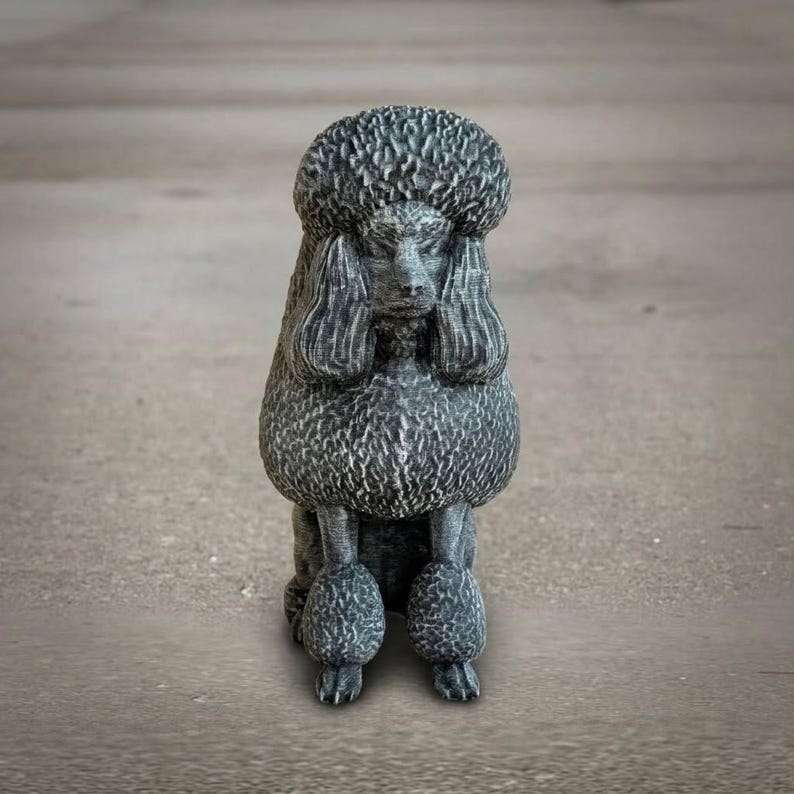 Realistic Poodle Dog Statue Stone Look Poodle Figurine Dog Garden ...