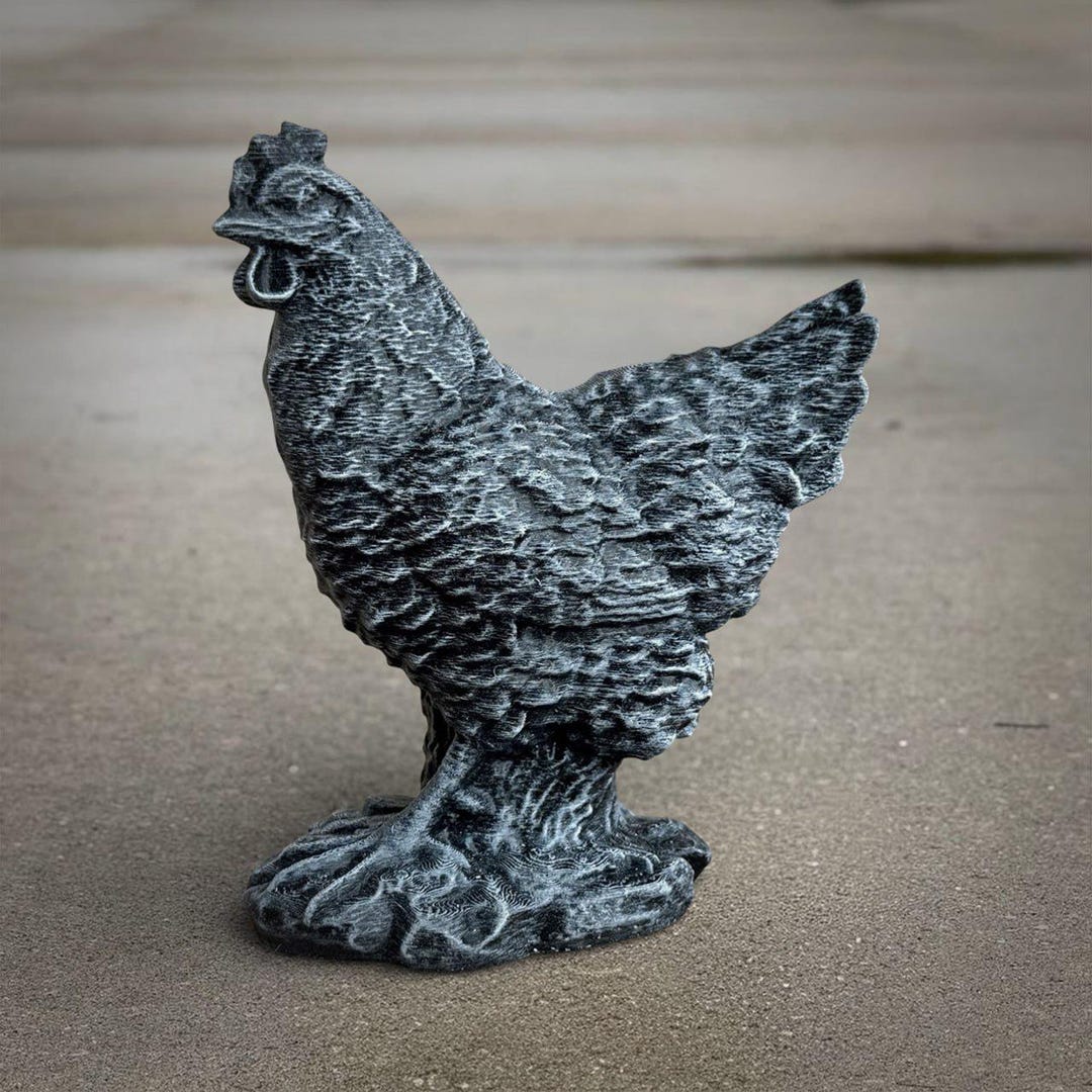 Hen Garden Statue Rustic Chicken Figurine Stone Effect Farmhouse Decor ...